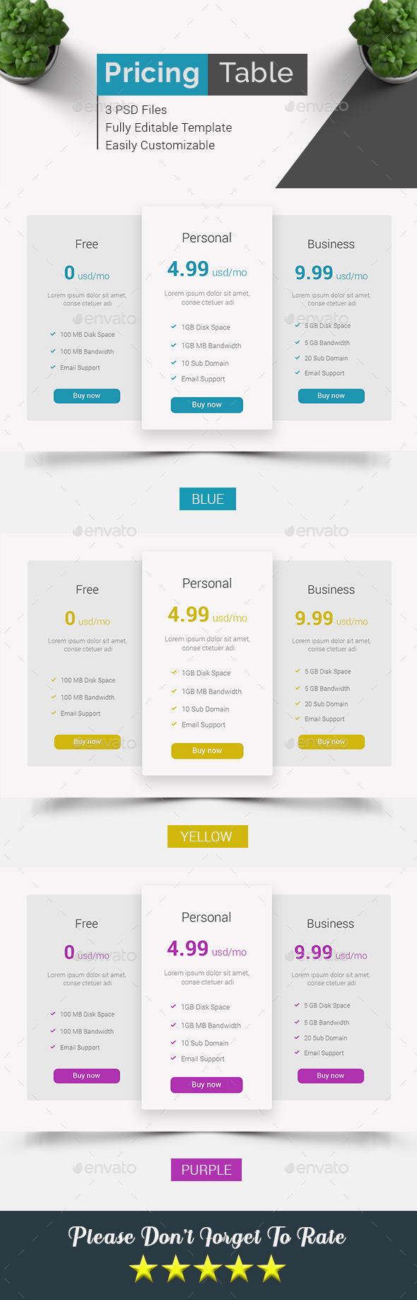 Pricing Table, Web Elements | GraphicRiver